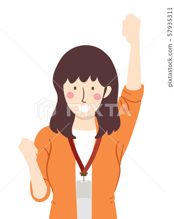 Girl Teacher Yes Pose Illustration - Stock Illustration [57935311] - PIXTA