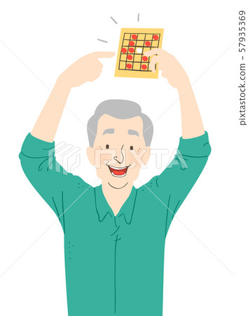 Senior Man Win Card Game Illustration - Stock Illustration [57935369 ...