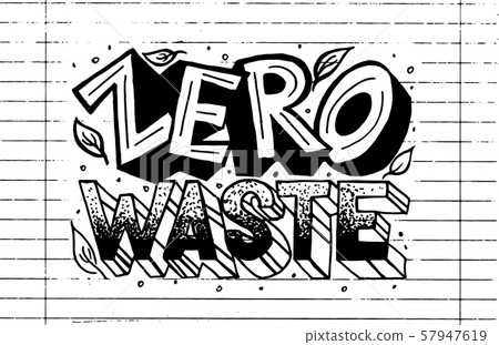 Hand lettering Zero waste. Ecology concept. Vector - Stock Illustration ...