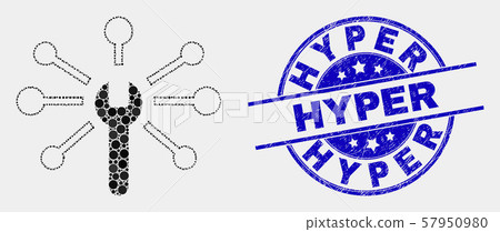Vector Pixel Wrench Links Icon and Grunge Hyper... - Stock Illustration ...