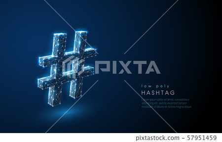 Abstract hash tag symbol. Low poly style design. - Stock Illustration ...