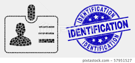 Vector Pixel User Id Badge Icon and Grunge... - Stock Illustration ...