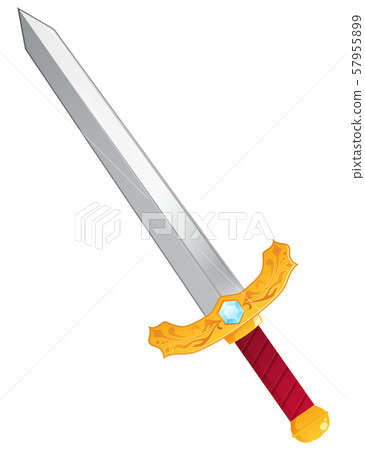 Gold Sword Illustration_Diamond_Long Sword - Stock Illustration ...