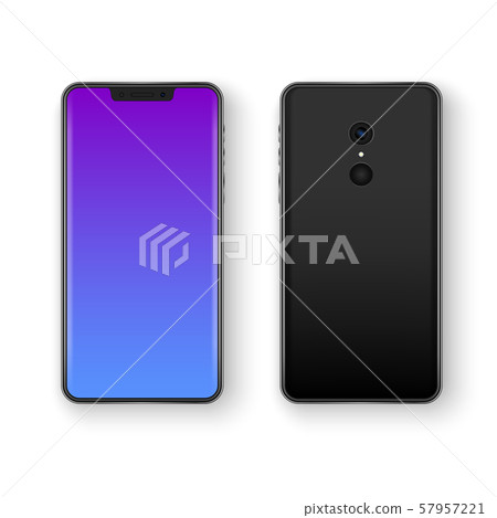 Back and front smartphone view. Realistic... - Stock Illustration ...