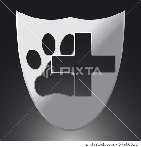 Paw and Cross Icon on Silver Background. Concept - Stock Illustration ...