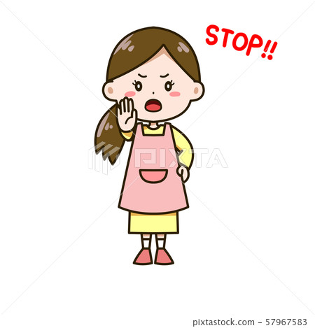 Illustration of woman in stop pose - Stock Illustration [57967583] - PIXTA