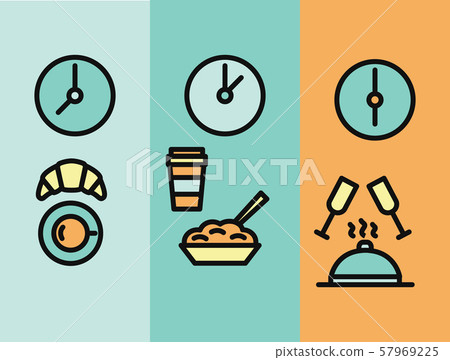 Vector illustration of meal time: breakfast, - Stock Illustration ...