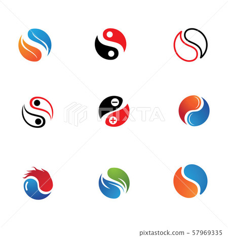 Yin yang logo icon vector template - Stock Illustration [57969335] - PIXTA