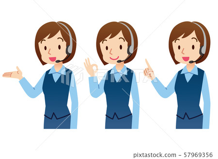 Female operator facial expression pose - Stock Illustration [57969356 ...