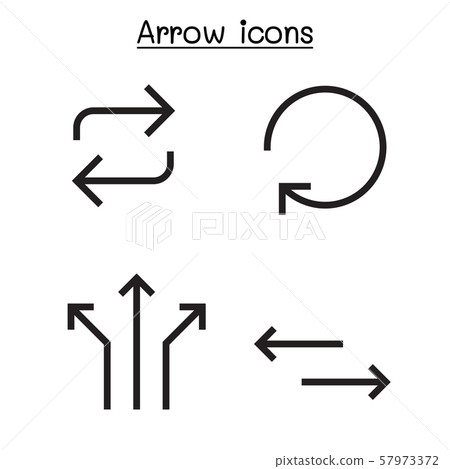 Arrow icon set sharp corner style vector - Stock Illustration [57973372 ...