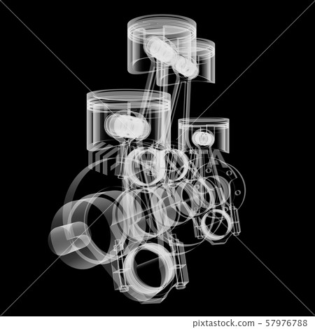 Pistons and crankshaft X-Ray style - Stock Illustration [57976788] - PIXTA