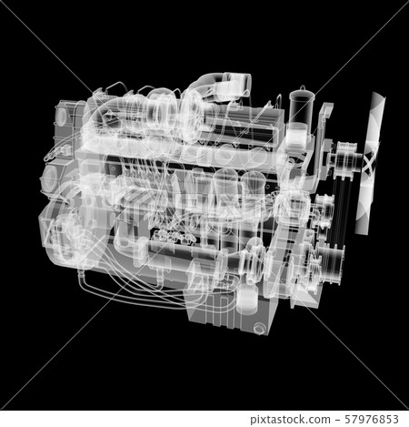 Internal combustion engine X-Ray style - Stock Illustration [57976853 ...