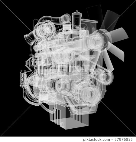Internal combustion engine X-Ray style - Stock Illustration [57976855 ...