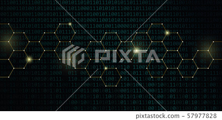 gold technical honeycomb with binary code... - Stock Illustration [57977828] - PIXTA