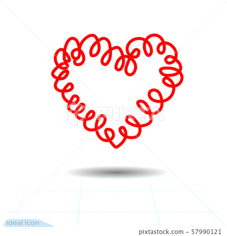 Curly heart curl. Red, vector illustration - Stock Illustration ...