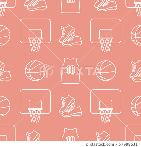 Sports seamless pattern Basketball equipment. - Stock Illustration ...