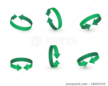 3D rotation sign green icon. 360 rotation... - Stock Illustration ...