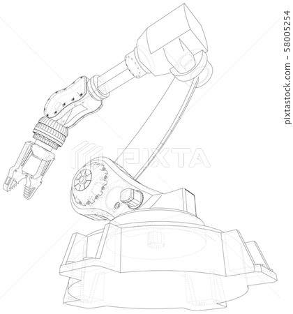 Robotic arm. Technical wire-frame. Vector... - Stock Illustration ...