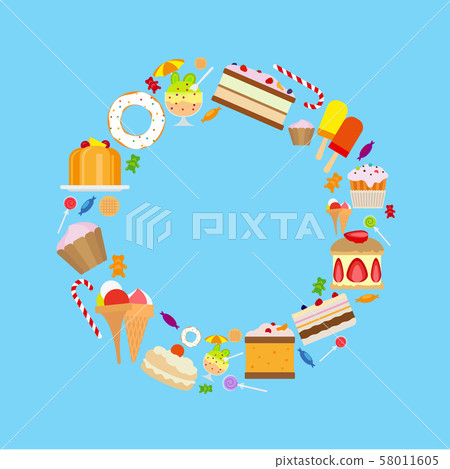 Sweets and candies round frame - Stock Illustration [58011605] - PIXTA