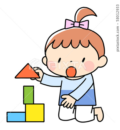 Girl building blocks - Stock Illustration [58012933] - PIXTA