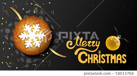 Horizontal postcard with round christmas cookie - Stock Illustration ...