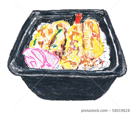Bowl of rice and fried fish - Stock Illustration [58019828] - PIXTA