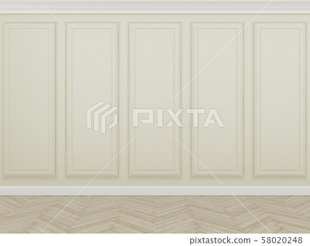 classic cream wall with wood floor,3d render - Stock Illustration ...