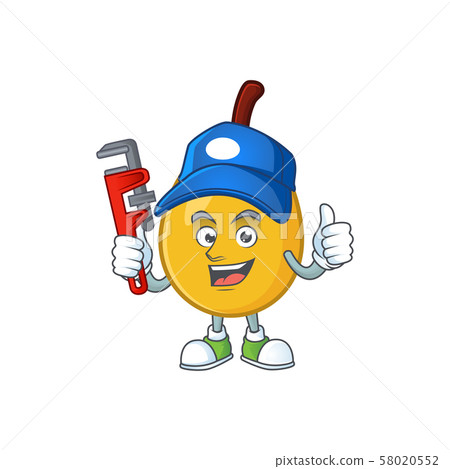 Plumber loquat tropical fruit in cartoon mascot... - Stock Illustration ...