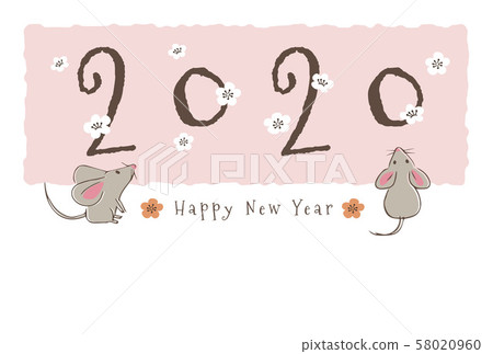 2020 childhood year and hand-drawn cute mouse... - Stock Illustration ...