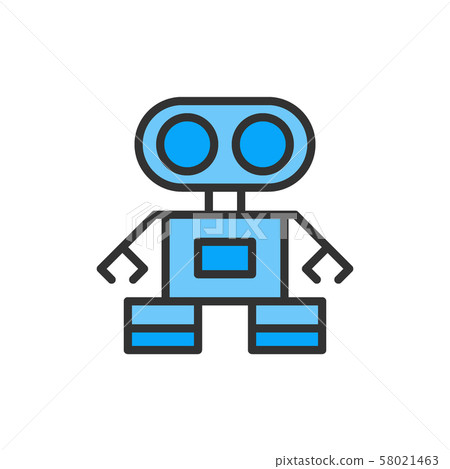 Vector robot flat color line icon. Isolated on... - Stock Illustration ...