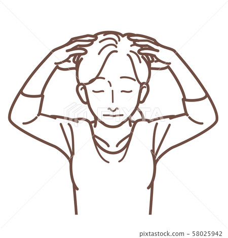 Scalp massage woman progress 3 line drawing - Stock Illustration ...