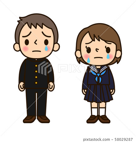 Men and women in school uniform sad - Stock Illustration [58029287] - PIXTA