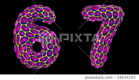 Number set 6, 7 made of realistic 3d render... - Stock Illustration ...
