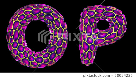 Realistic 3D letters set O, P made of gold... - Stock Illustration ...