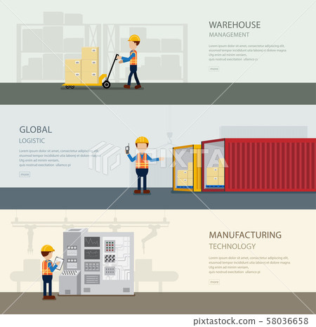 Set of warehouse banners - Stock Illustration [58036658] - PIXTA