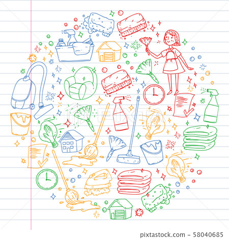 Cleaning services company vector pattern,... - Stock Illustration ...