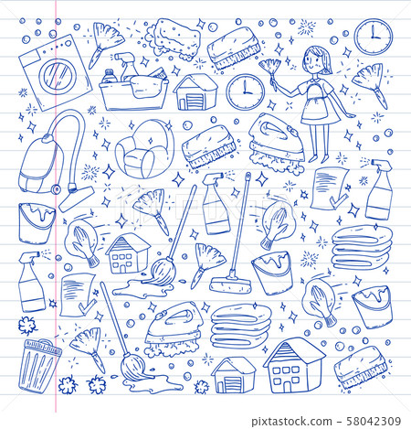 cleaning services company vector monochrome... - Stock Illustration ...