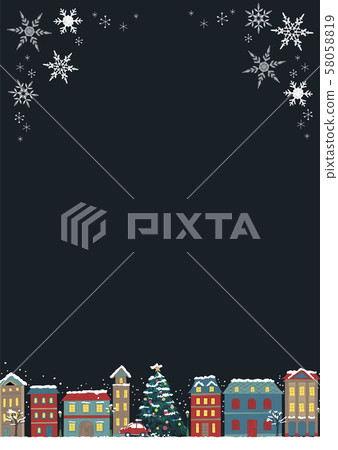 Hand-drawn picture Christmas townscape, black... - Stock Illustration ...