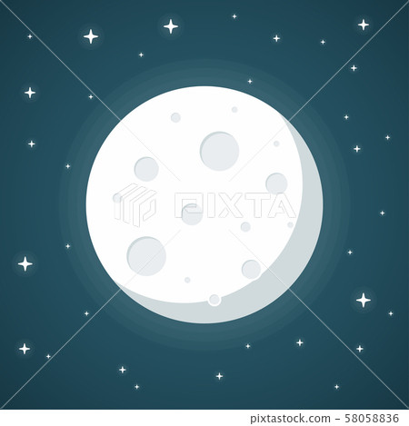 Moon flat design style on blue background,... - Stock Illustration ...