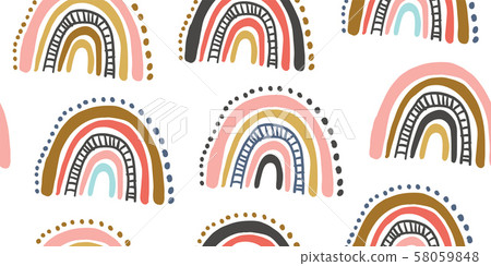 Kids scandinavian pattern with colorful rainbows - Stock Illustration ...