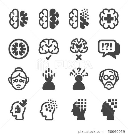 alzheimer disease icon set - Stock Illustration [58060059] - PIXTA