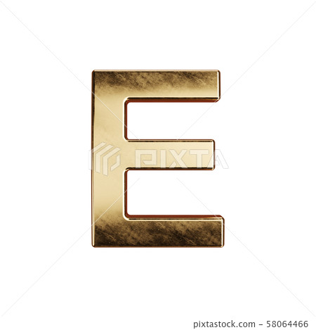 3d render of golden alphabet letter simbol - E - Stock Illustration ...