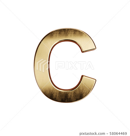 3d render of golden alphabet letter simbol - C - Stock Illustration ...