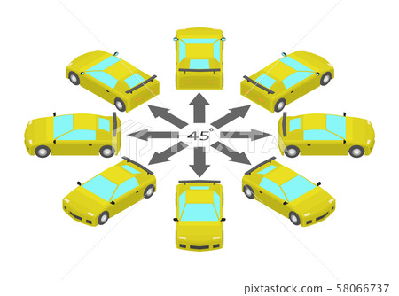 Rotation of the sport car by 45 degrees. - Stock Illustration [58066737 ...