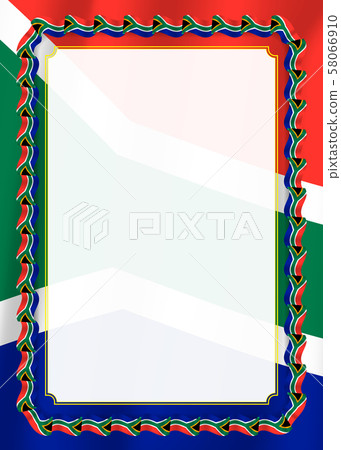 Frame and border of ribbon with South Africa flag, - Stock Illustration ...