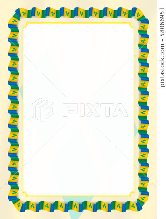Frame and border of ribbon with Saint Vincent and - Stock Illustration ...