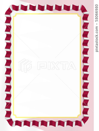 Frame and border of ribbon with Qatar flag, - Stock Illustration ...