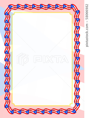 Frame and border of ribbon with Puerto Rico flag, - Stock Illustration ...