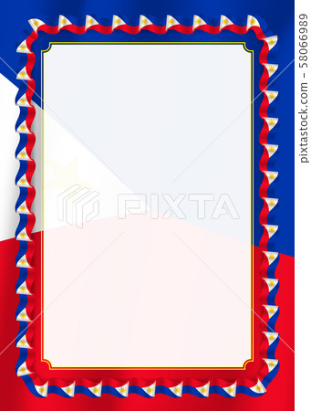Frame and border of ribbon with Philippines flag, - Stock Illustration ...
