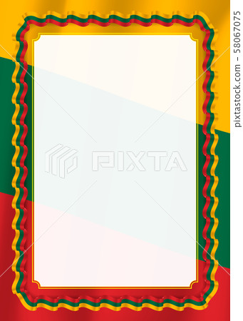 Frame and border of ribbon with Lithuania flag, - Stock Illustration ...